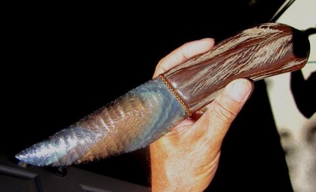 Rainbow obsidian, Davis Creek, CA with spalted flame elder (natural ...