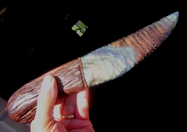 Rainbow obsidian, Davis Creek, CA with spalted flame elder (natural ...