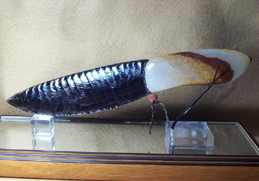 Triple Flow Obsidian (OR) Dagger with Elk Antler with Cocobola hardwood ...